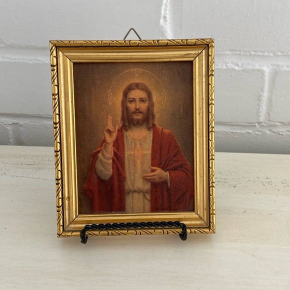 Vintage | Art | Sacred Heart Of Jesus Classic Small Petite Gold Frame ...